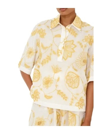 ERES Short Sleeve Floral Print Shirt - White
