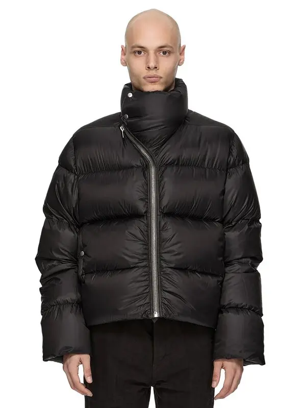 Rick Owens Down Padded Zip-up Jacket With Stand-up Collar