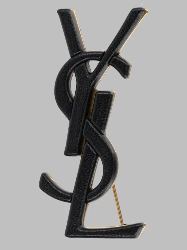 Saint Laurent Logo Brooch - Black