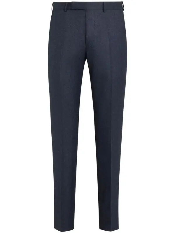 Zegna 100% Wool Wool Trousers With Zip And Button Closure