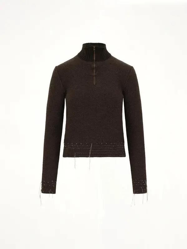 MAISON MARGIELA Quarter Zip Knit Top - Brown