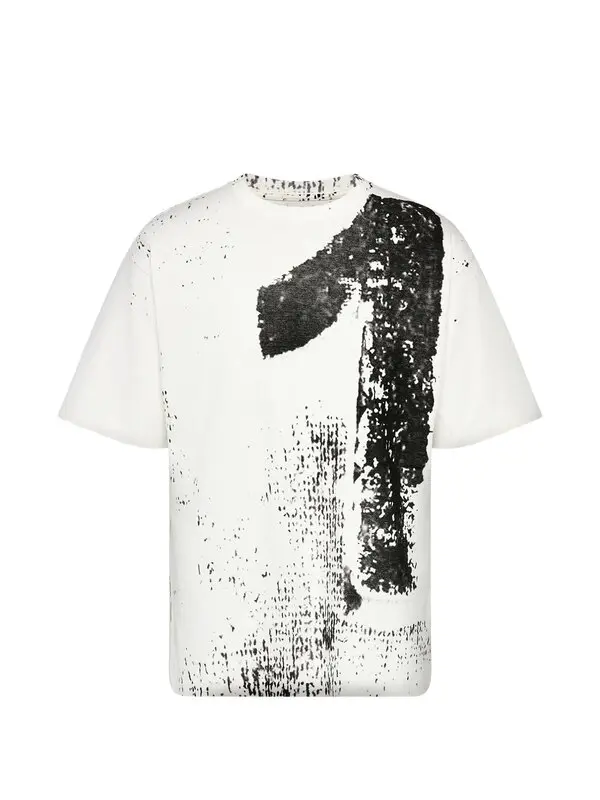 MAISON MARGIELA Cotton T-shirt With All-over Print And Back Stitch Detail Oversized Fit - Bianco