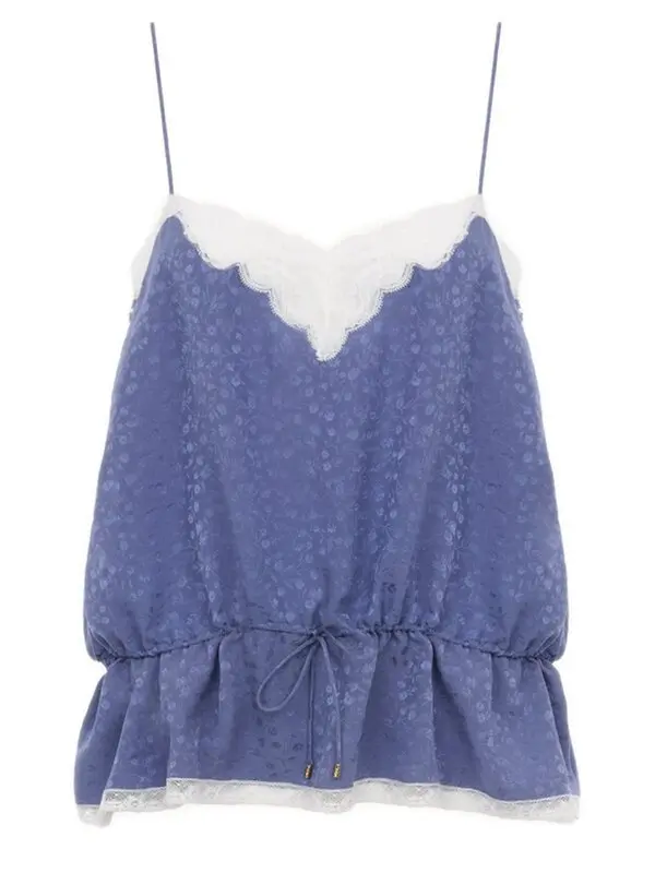 Chloé Silk Lace-trim Drawstring Waist Mini Dress With Gold-tone Tips