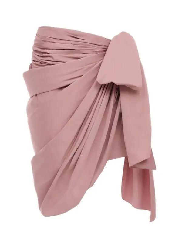 Chloé Fluid Draped Mini Skirt With Hip Bow - Rosa