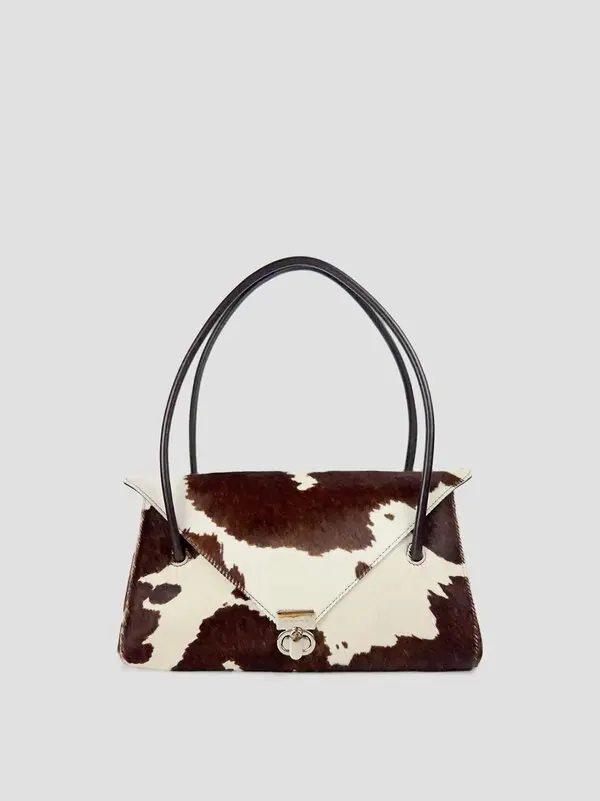 Marni Calf Leather Shoulder Handbag - Brown