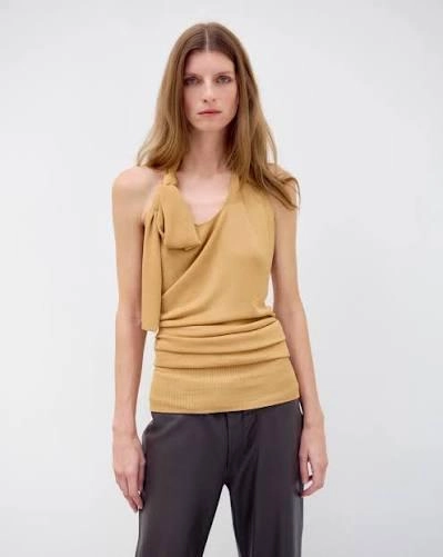 LAMIA LAGHA Knit Scarf Top - Gold