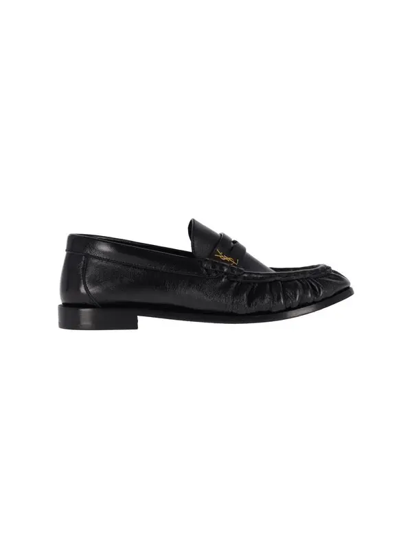 Saint Laurent Leather Loafers With Fringe Detailing - Black