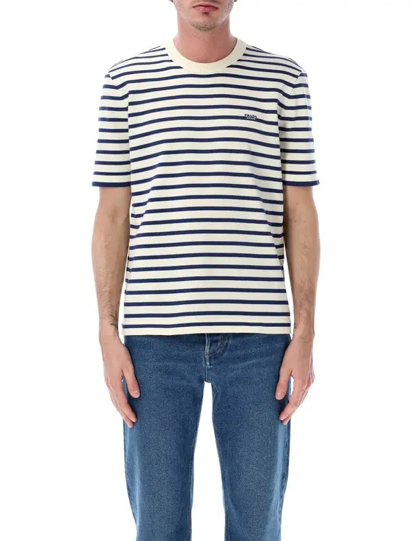 Prada Striped Short Sleeve Crewneck T-shirt