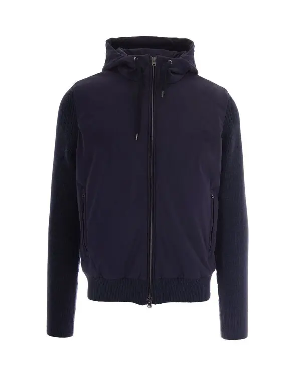 Herno Hooded Hybrid Zip Jacket - Blu Navy