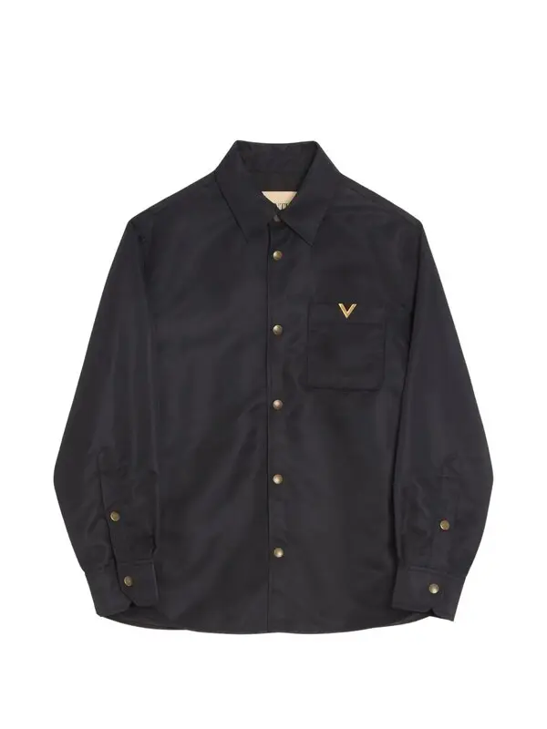 Valentino Garavani Logo-embellished Button-up Overshirt - Black
