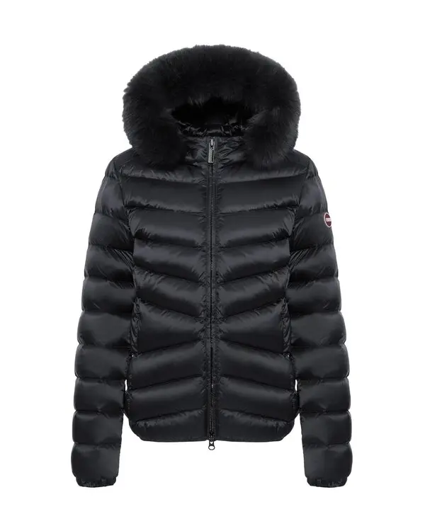 COLMAR Down Puffer Jacket With Faux Fur Hood - Black