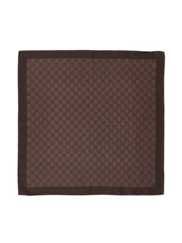 Gucci Silk Trim Scarf 55cm X 55cm - Marrone