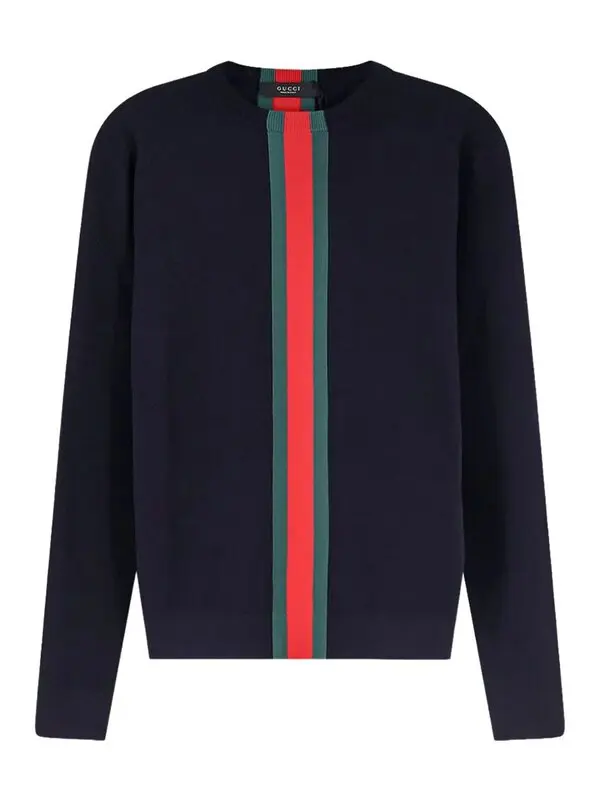 Gucci Web Intarsia Crewneck Sweater - Blu