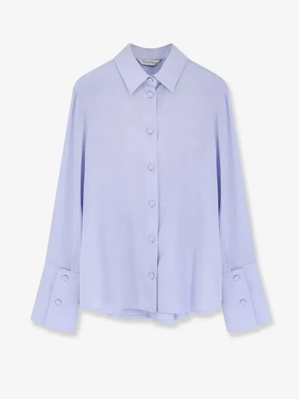 Max Mara Silken Blouse With Spread Collar And Button-up Front