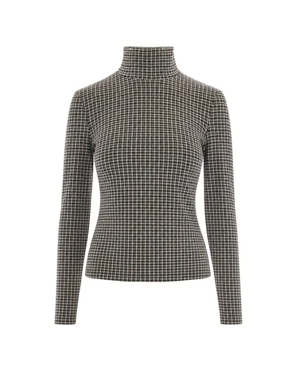 Patrizia Pepe Houndstooth Turtleneck Long Sleeve Sweater