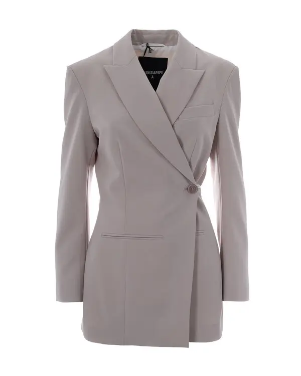 Patrizia Pepe Tailored Wrap Blazer Jacket - Cloud Gray
