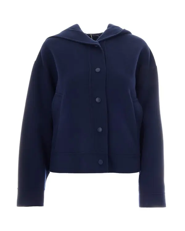Max Mara Hooded Wool Blend Button-front Jacket