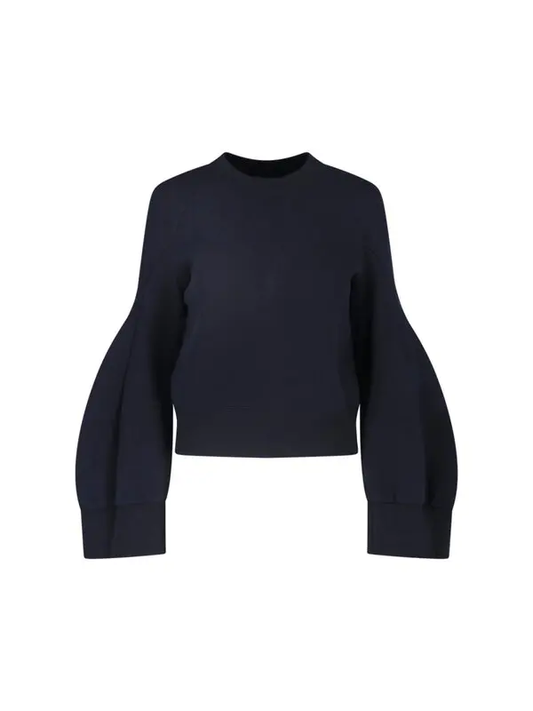 Sacai Cropped Mock Neck Sweatshirt With Sculpted Sleeves