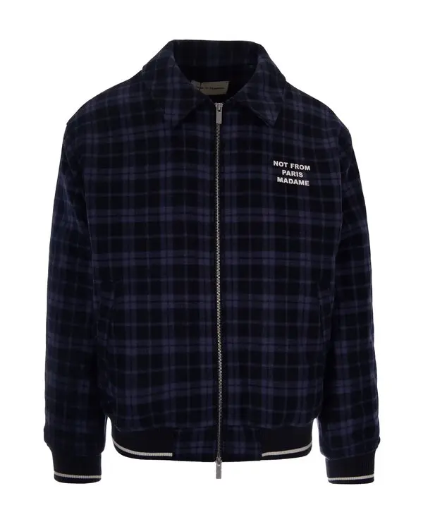 Drole De Monsieur Plaid Zip-front Jacket - Navy