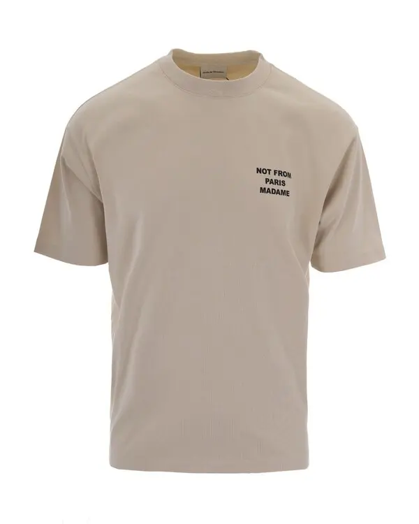 Drole De Monsieur Graphic Cotton Crewneck T-shirt - Mastic