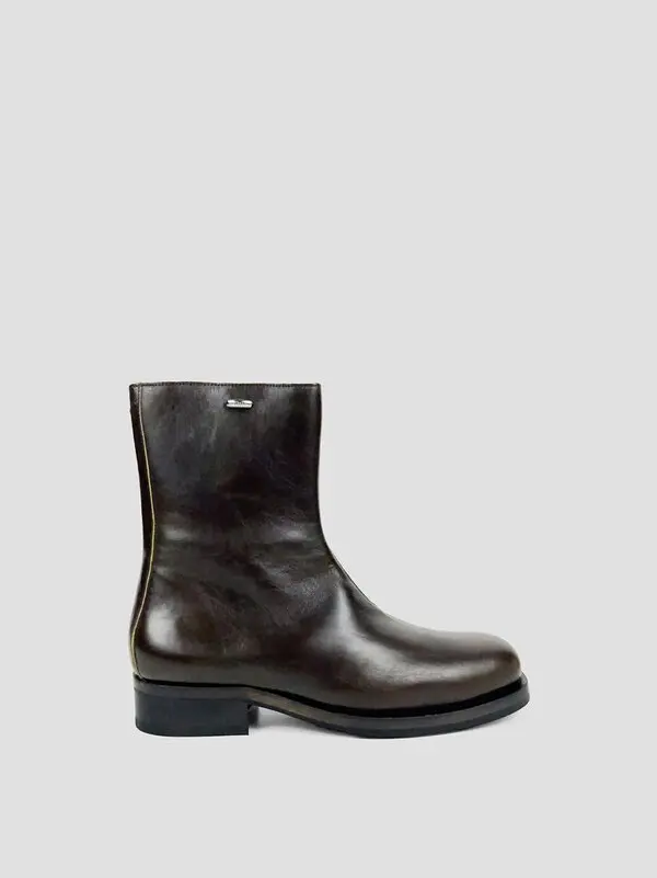 Our Legacy 100% Cow Leather Utility Boot - Deep Olive