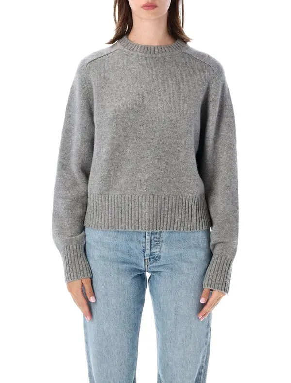 Extreme Cashmere Heavyweight Cashmere Crewneck Cropped Please Sweater - Grigio