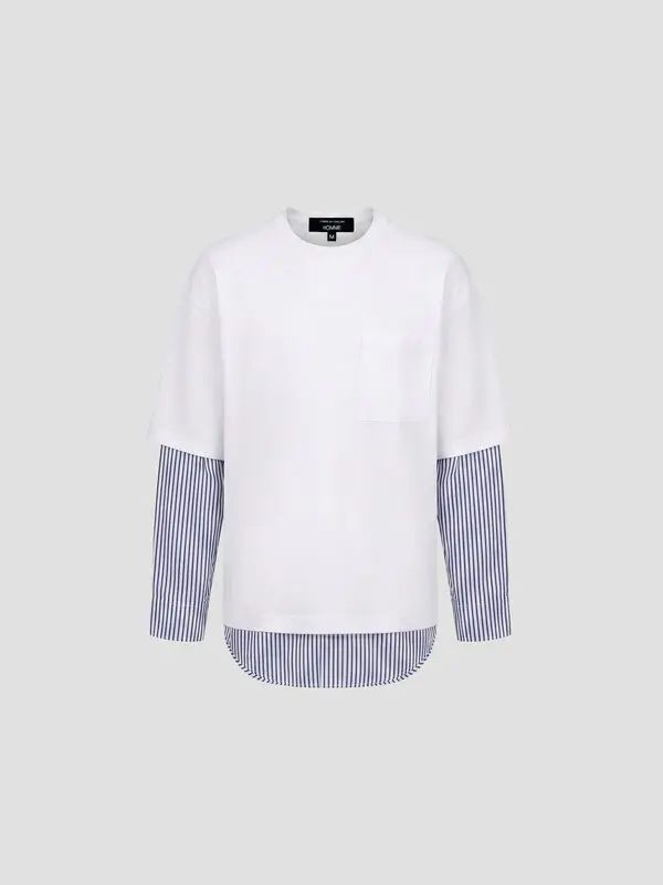 Comme Des Garçons Classic Crew Neck T-shirt - Whtxwht/navy