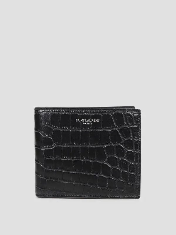 Saint Laurent Embossed East/west Bi-fold Leather Wallet