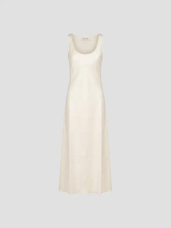 RÓHE Satin Scoop Neck Mini Dress