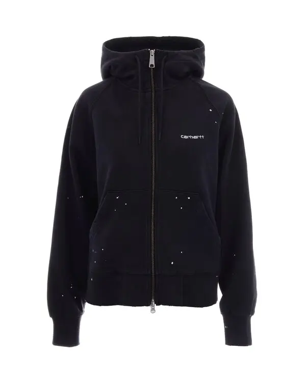 Carhartt Work In Progress Paint-splatter Zip-up Hoodie - Black