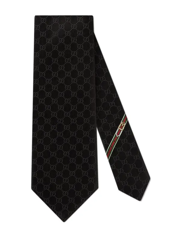 Gucci Double G Motif Silk Neck Tie