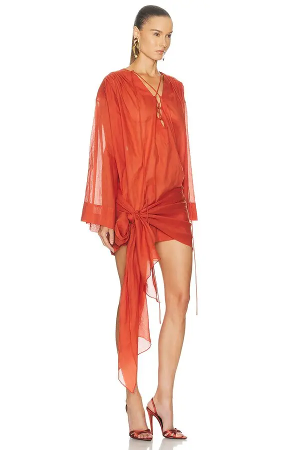 Andamane Indira Lace Up Wrapped Mini Dress