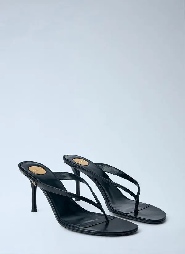 Saint Laurent Leather Thong High Heel Sandals