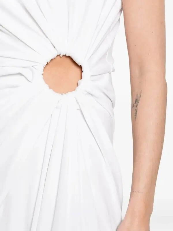 Sportmax Sleeveless Ruched Jersey Maxi Dress With Ring Detail