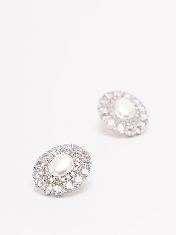 SELF-PORTRAIT Oval Crystal Earrings