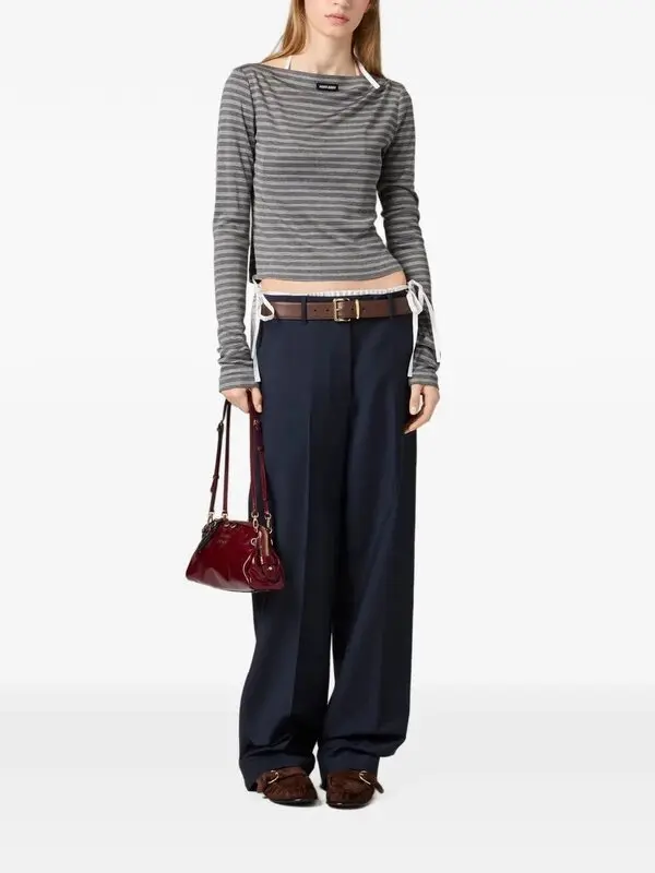 Miu Miu Striped Silk Long Sleeve T-shirt - Multicolor
