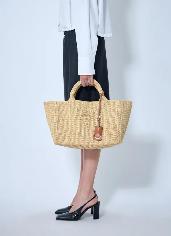 Prada Large Woven Raffia Tote Bag