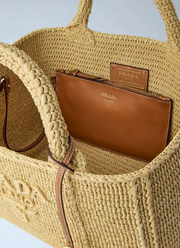 Prada Large Woven Raffia Tote Bag