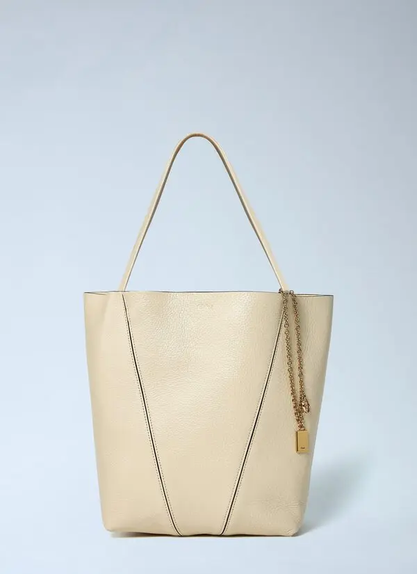 Chloé Spin Leather Tote Bag - Cream