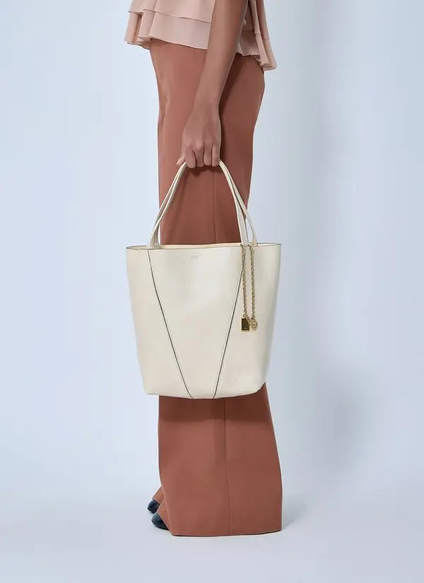 Chloé Spin Leather Tote Bag - Cream