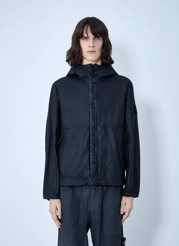 Stone Island Technical Zip-up Hooded Jacket - Black