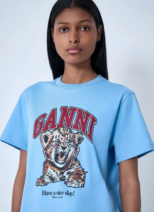 GANNI Have A Nice Day!" Tiger Logo T-shirt