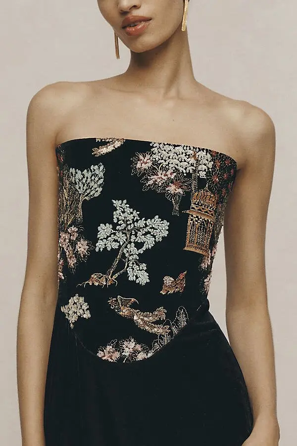 SAU LEE Isha Velvet Gown