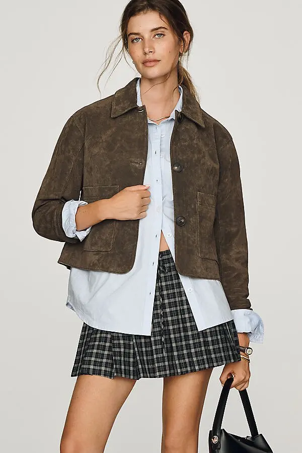 Good American Faux-suede Pleated Mi Skort