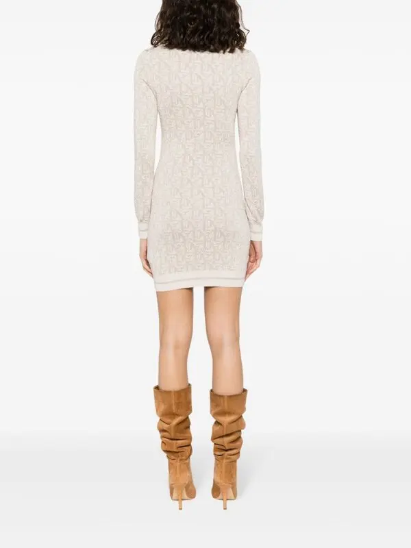 Palm Angels Lurex Knit Mini Dress With Monogram