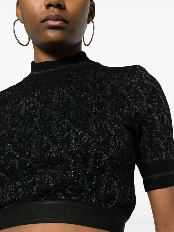 Palm Angels Lurex Knit Top With Monogram