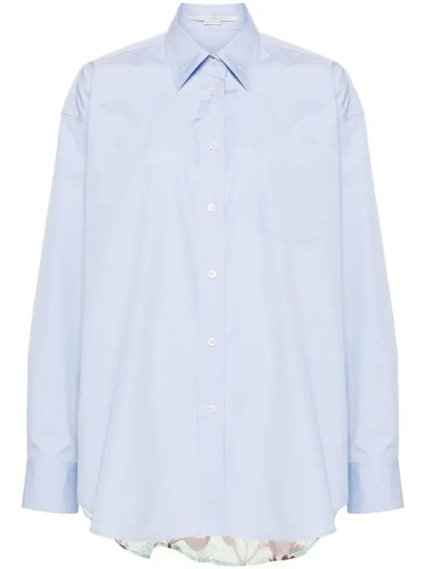 Stella McCartney Oversized Poplin Shirt With Chiffon Insert - Blue