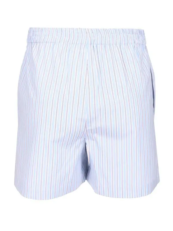 Attico Striped Cotton Shorts - Blue