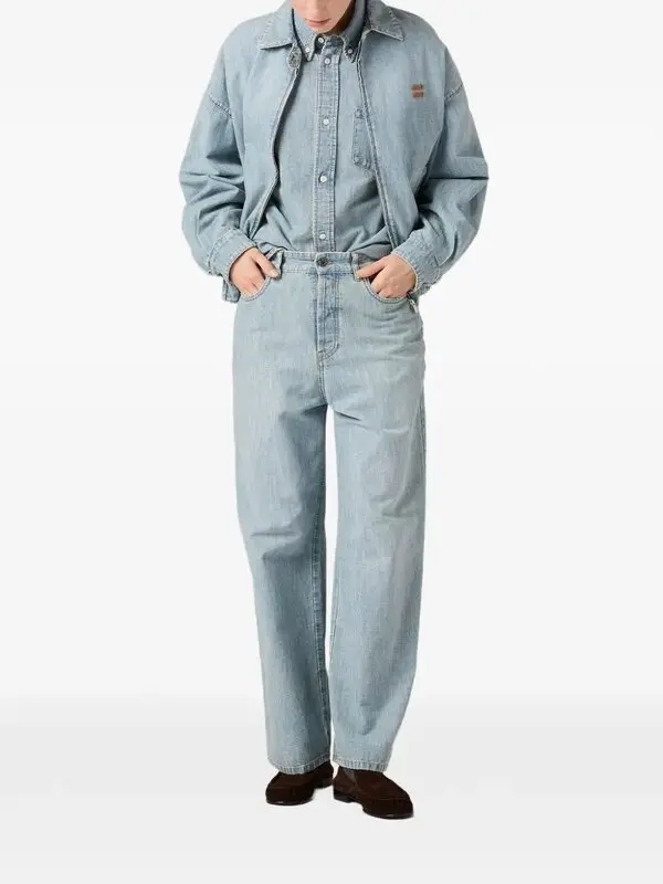 Miu Miu Long-sleeved Chambray Denim Shirt