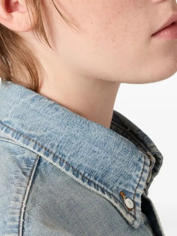 Miu Miu Long-sleeved Chambray Denim Shirt